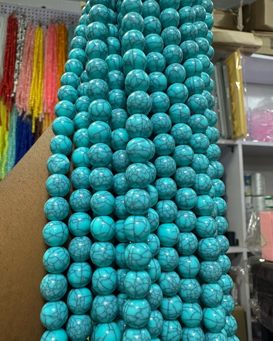 Acrylic Imitation Turquoise Bead (cracked Blue) 10mm | Shawntee ...
