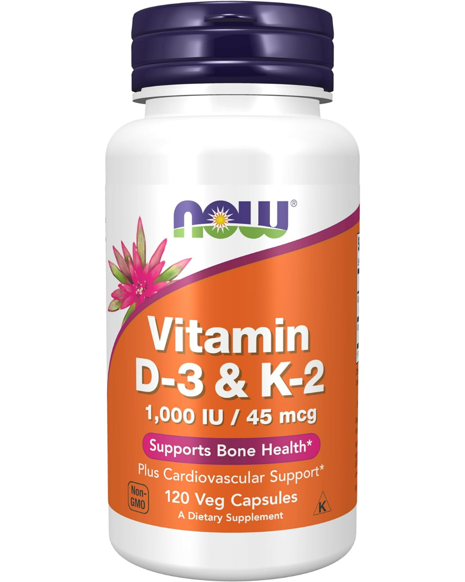 NOW FOODS Vitamin D3 + K2 MK4 - Non-GMO, Gluten Free, Soy Free ...