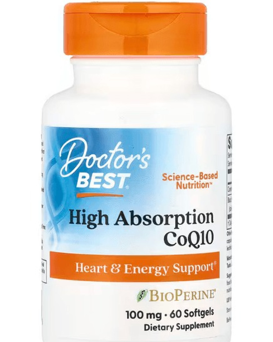 DOCTOR'S BEST High Absorption CoQ10 with BioPerine 100mg - 60 Capsules ...