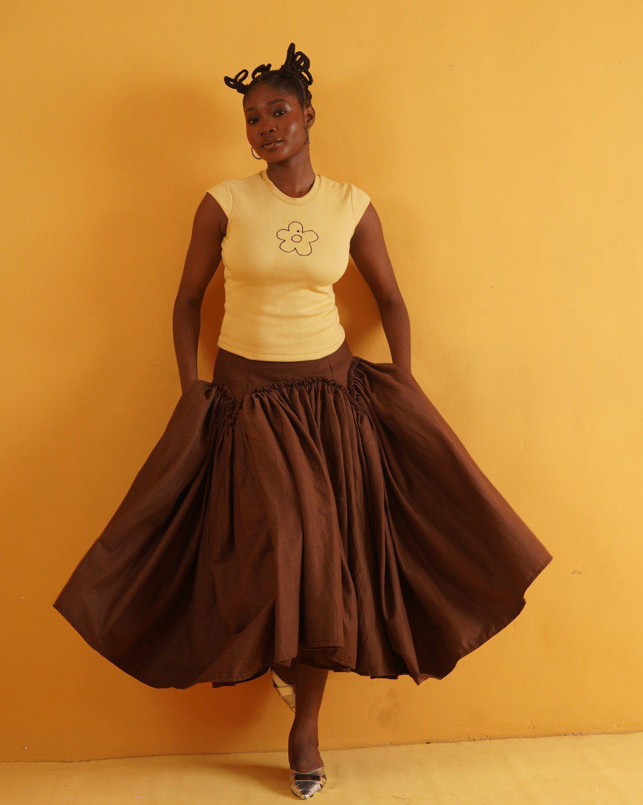 Brown Fifi Maxi Skirt | Nyosi Clothing.