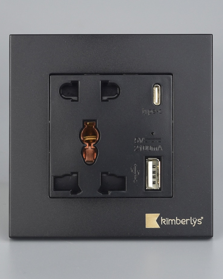 Wall Socket 13A Universal Power 5 Pin Electrical Outlet Type-C ...